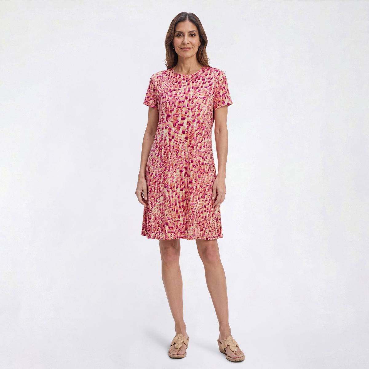 Click here for Womens Harlow & Rose Short Sleeve Abstract Shift D... prices